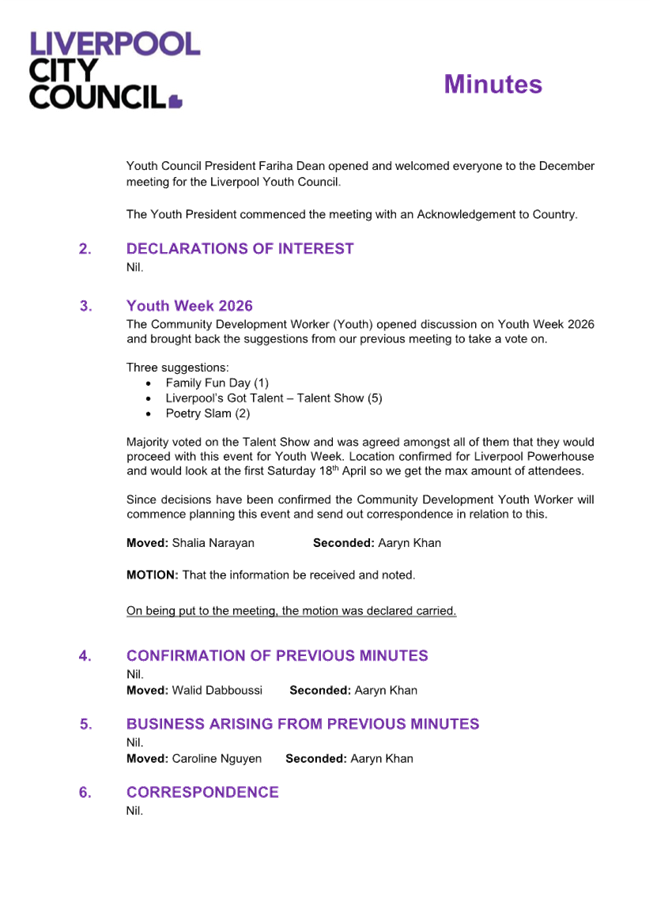 Agenda of Ordinary Meeting - Wednesday, 4 February 2026
